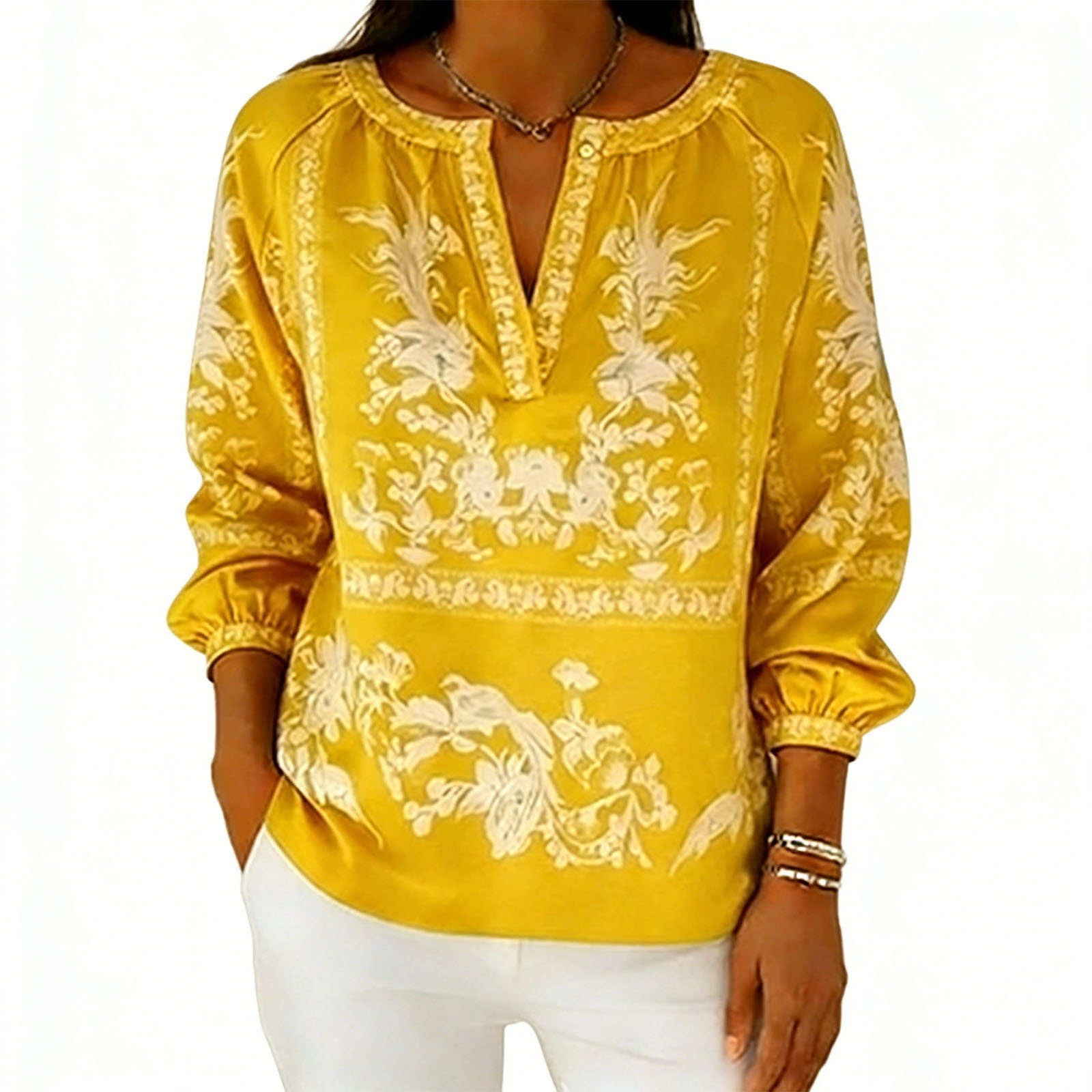 Fewfanhot Clothes for Women Long Sleeve Tops Dressy Casual V Neck Tunic ...