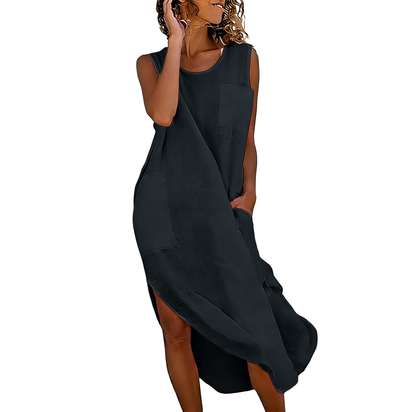 Fewfanhot Dresses for Women Elegant Classy Casual Loose Cotton Linen ...
