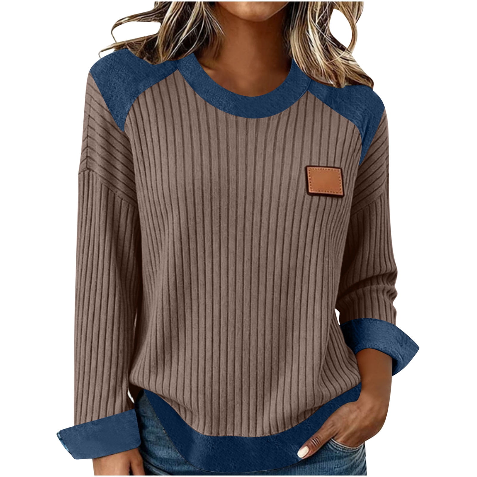 Fewfanhot Long Sleeve Shirts for Women Oversized Cable Knit Sweaters ...