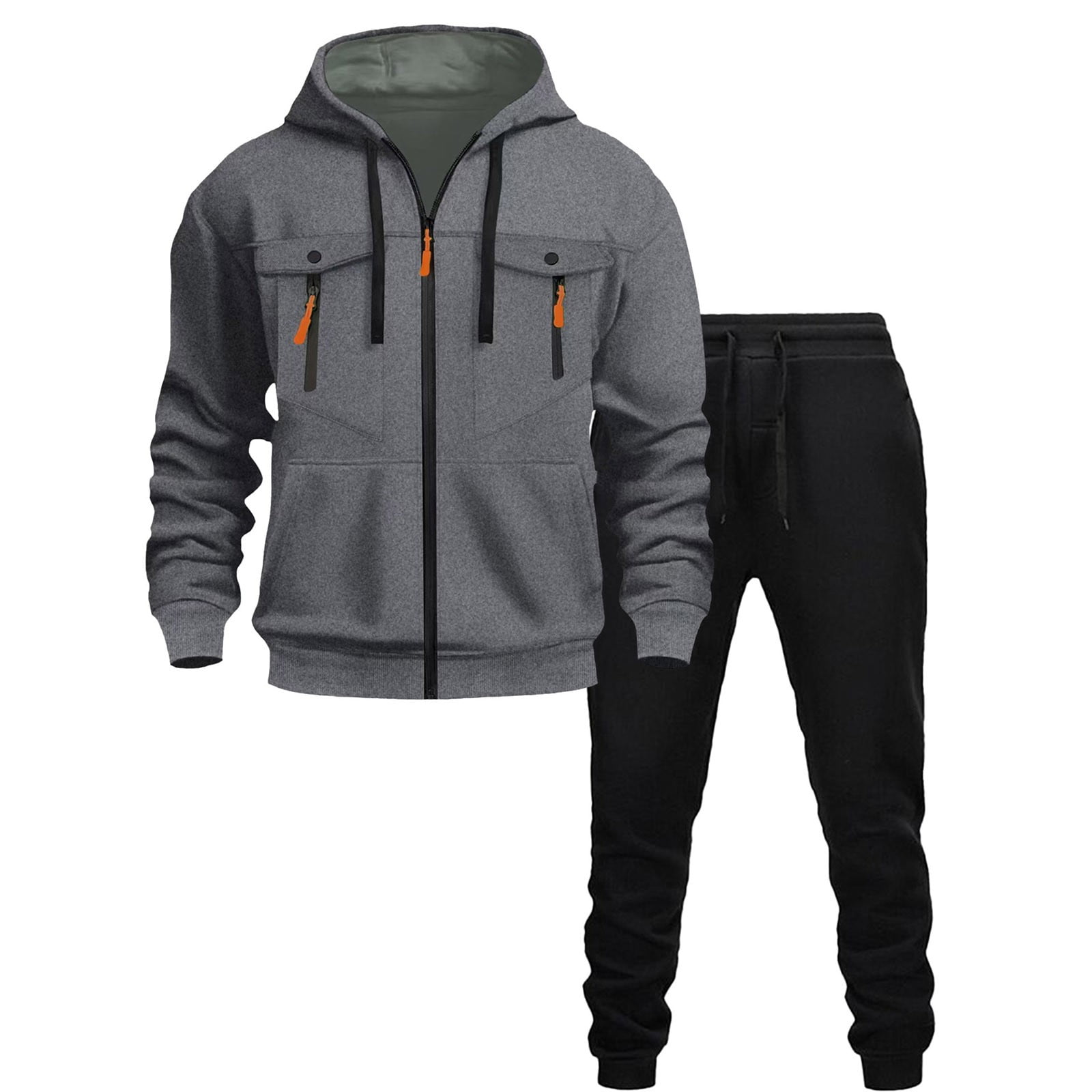 Fewfanhot Men Sweatsuits Sets 2 Piece Set Hoodie Multi Pocket Hooded ...