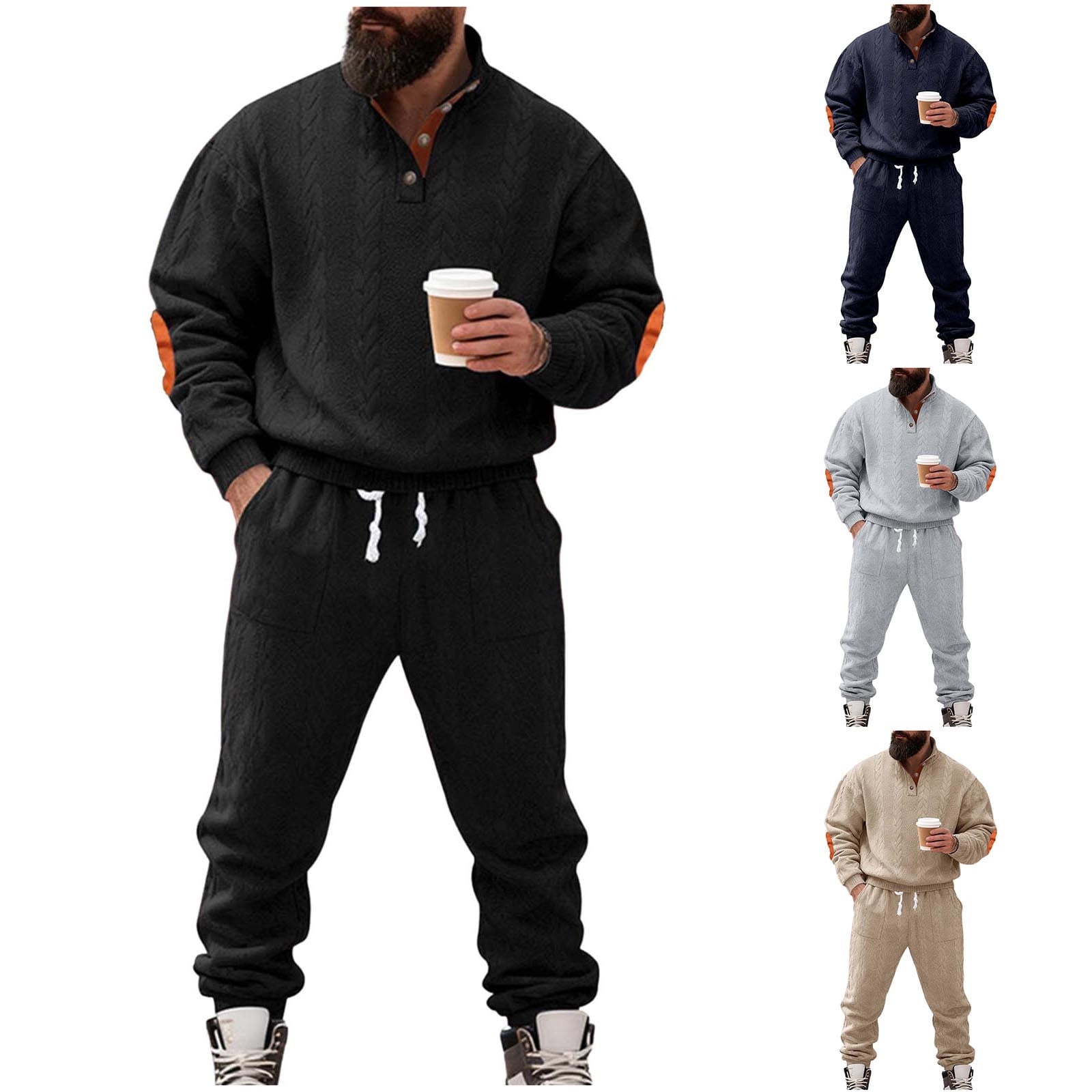 Fewfanhot Men Sweatsuits Sets 2 Piece Sweatsuit Long Sleeve Pullover ...