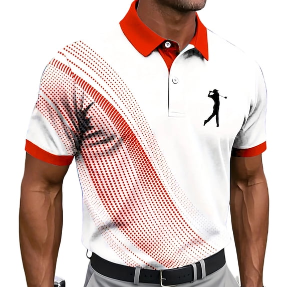 Fewfanhot Men's Golf Graphic T Shirt Dotted Wave Print Short Sleeve ...