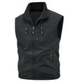 Fewfanhot Men's Solid Color Reversible Stand Collar Fleece Vest with ...