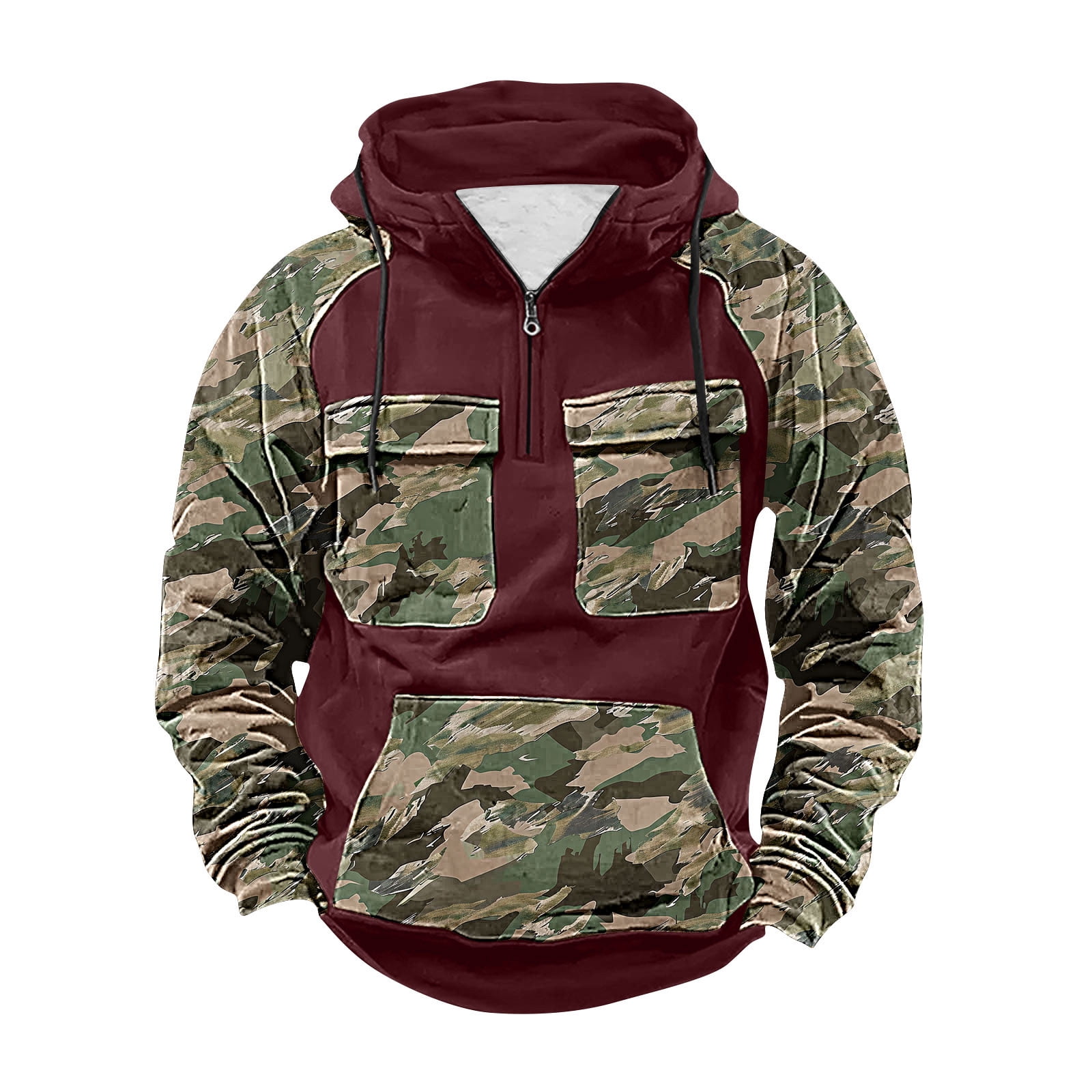 Fewfanhot Men's Sweatshirts Pullover Hoodie Half Zipper Long Sleeve ...