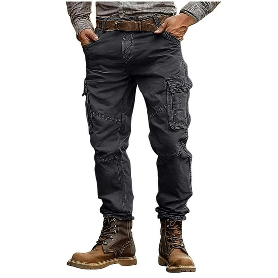 Fewfanhot Mens Pants Casual Solid Color Tactical Pants Outdoor Running ...