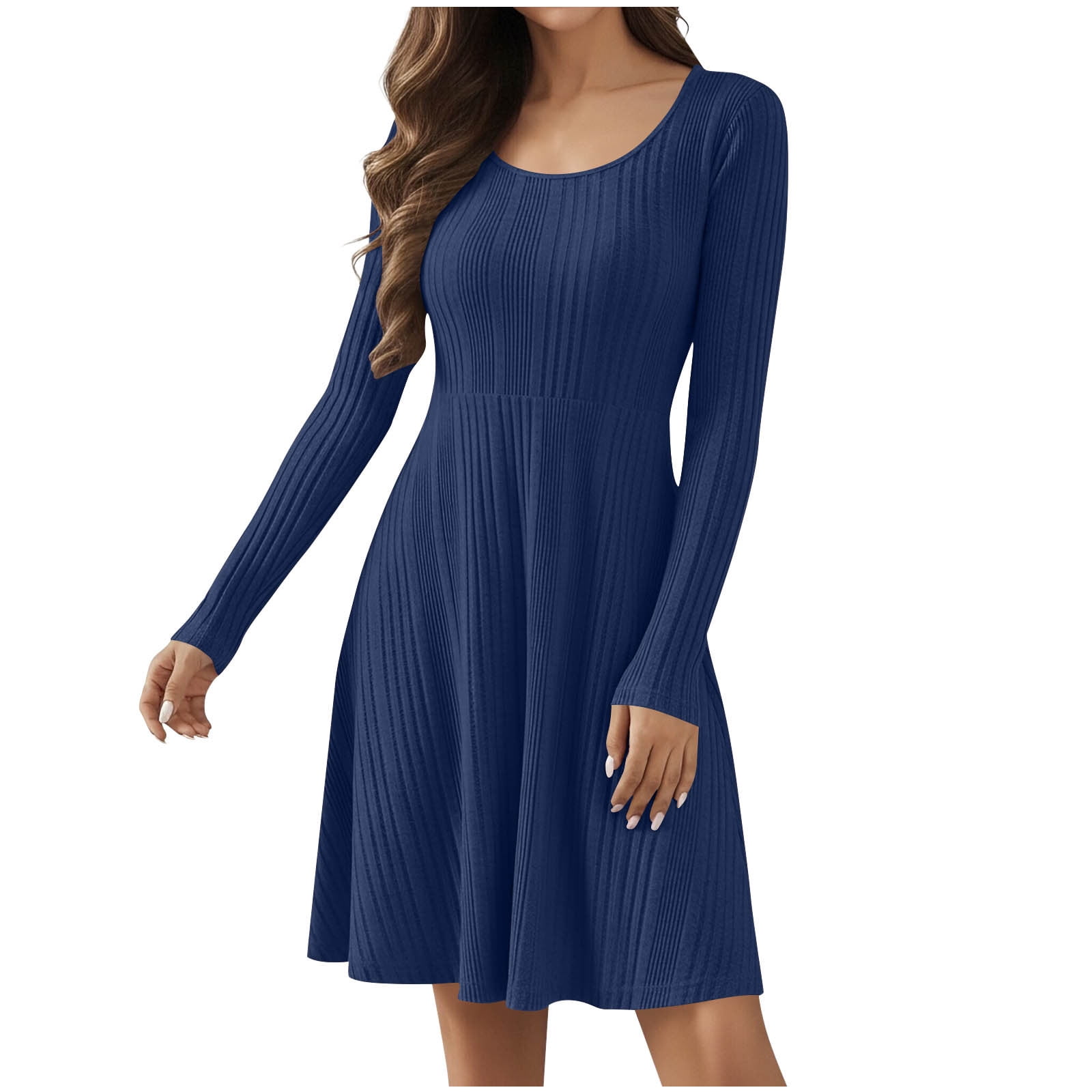 Fewfanhot Midi Dresses for Women Sweater Dress for Women Long Sleeve ...