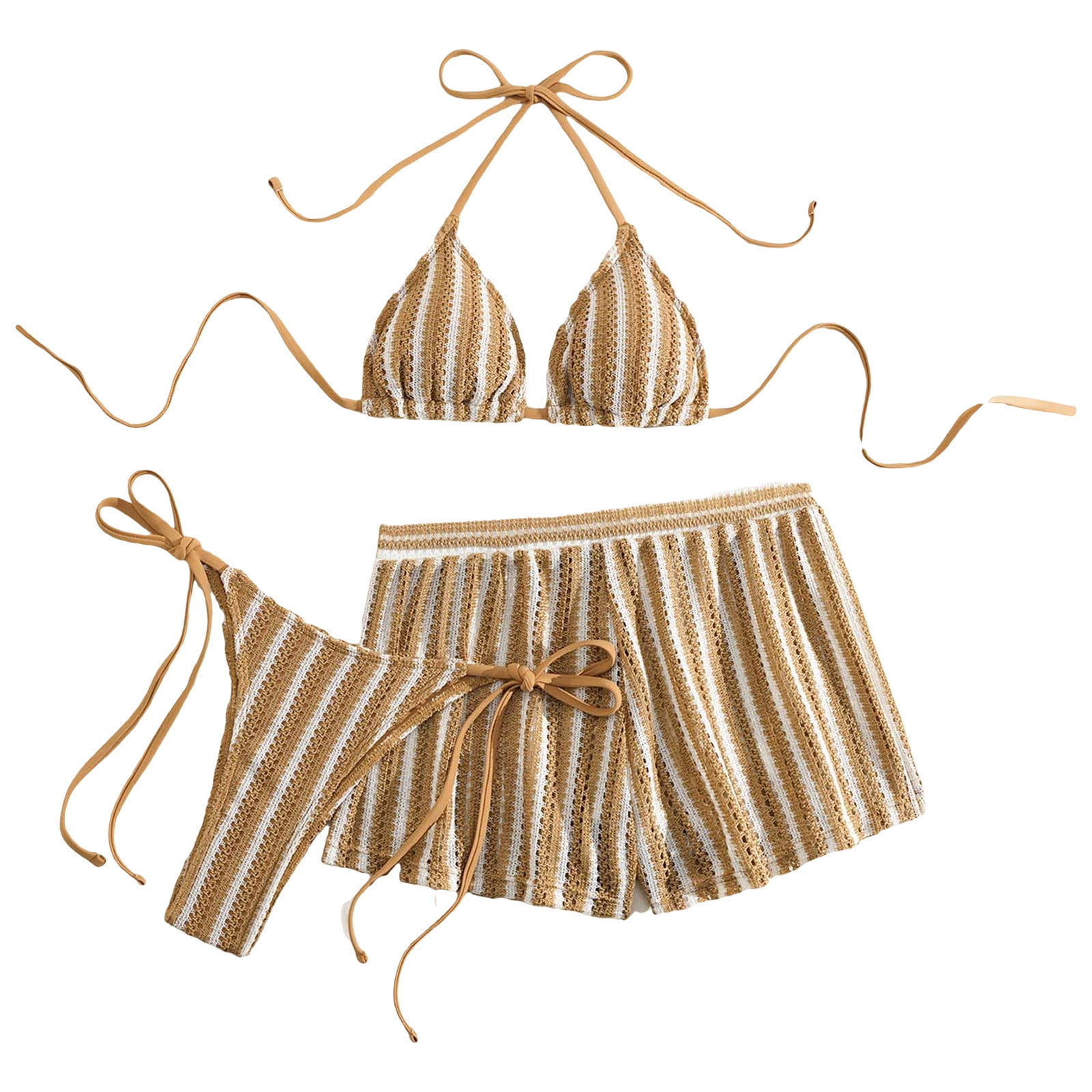 Fewfanhot Modest Swimsuits for Women 3 Piece Swimsuit Set Textured ...