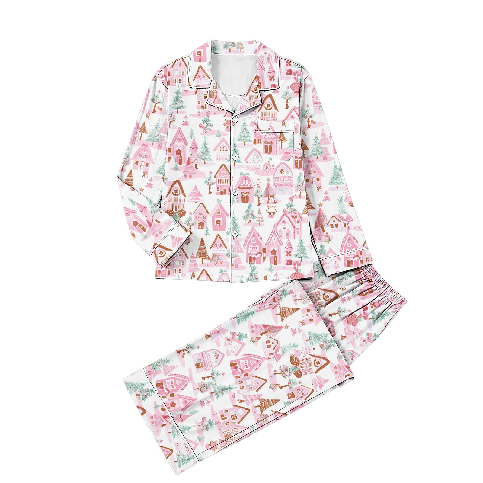 Fewfanhot Pajamas for Women Long Sleeve Sleepwear Soft Button Down Pjs ...