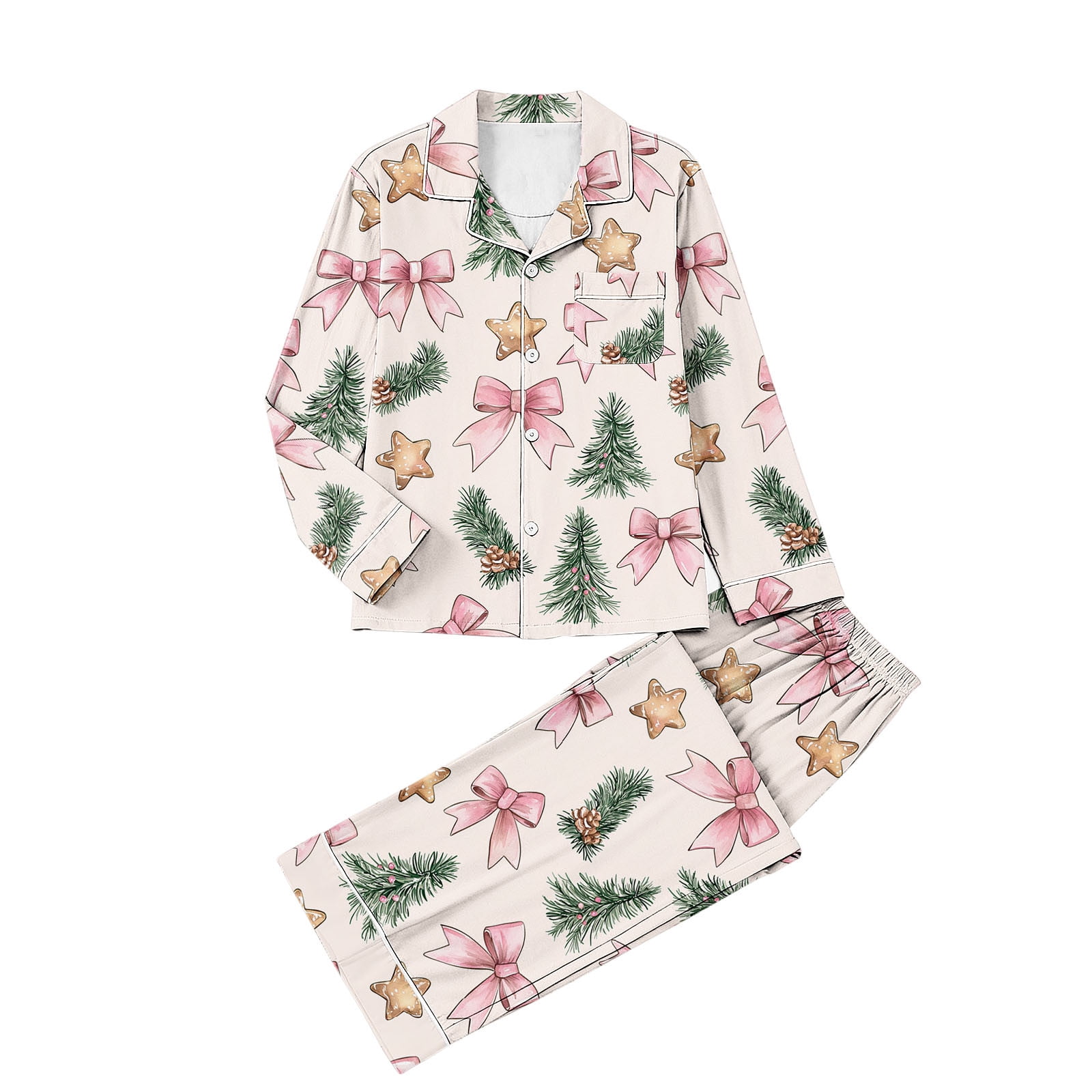 Fewfanhot Pajamas for Women Set Long Sleeve Sleepwear Soft Button Down ...