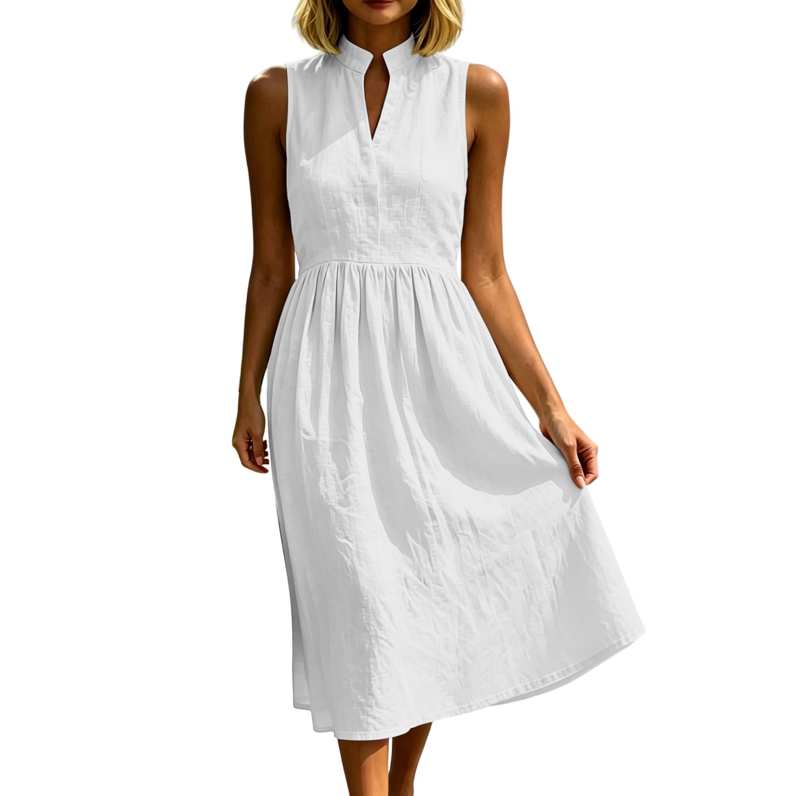 Fewfanhot Spring Dresses for Women 2026 Deep V Neck Zip Up Cap Sleeve ...
