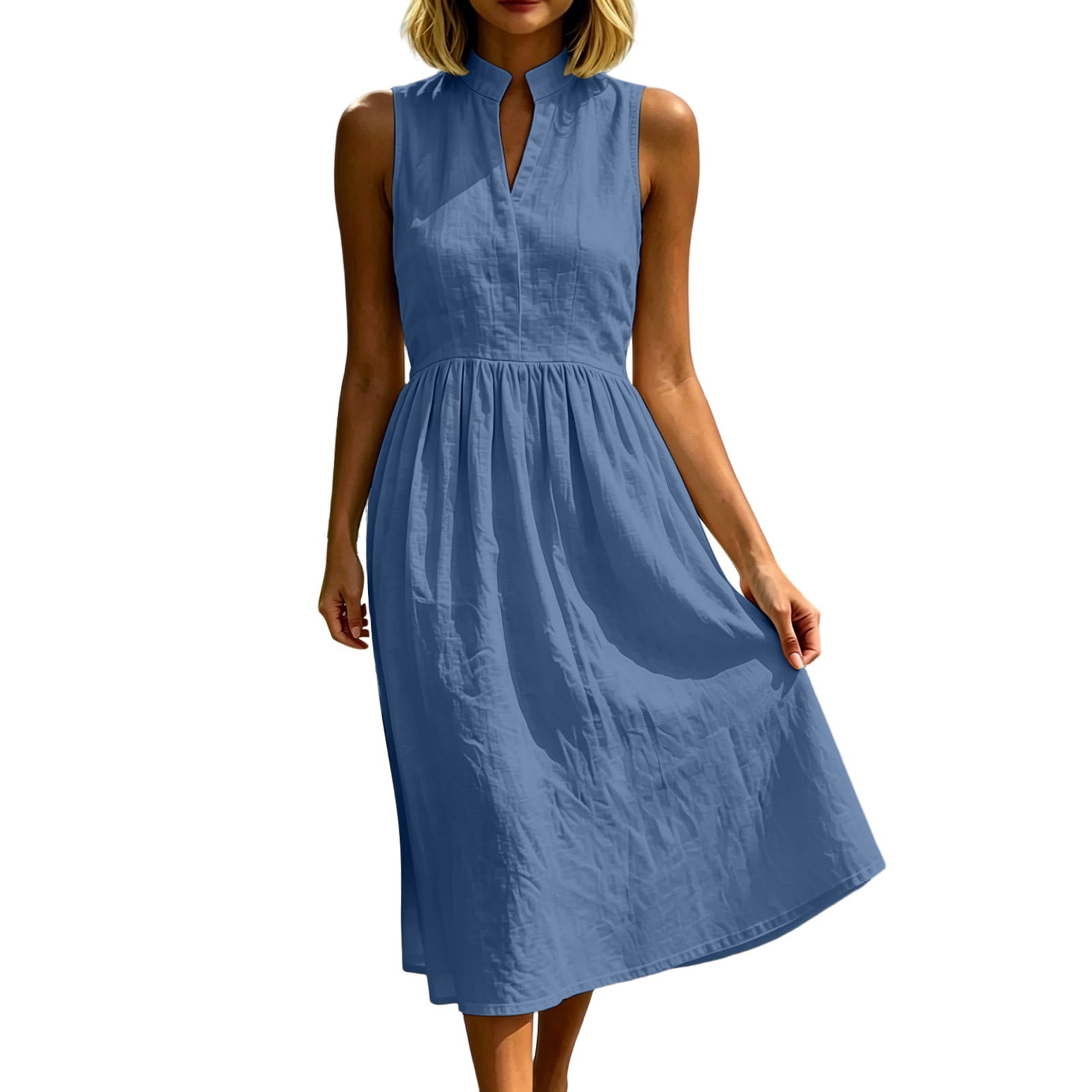Fewfanhot Spring Dresses for Women 2026 Deep V Neck Zip Up Cap Sleeve ...