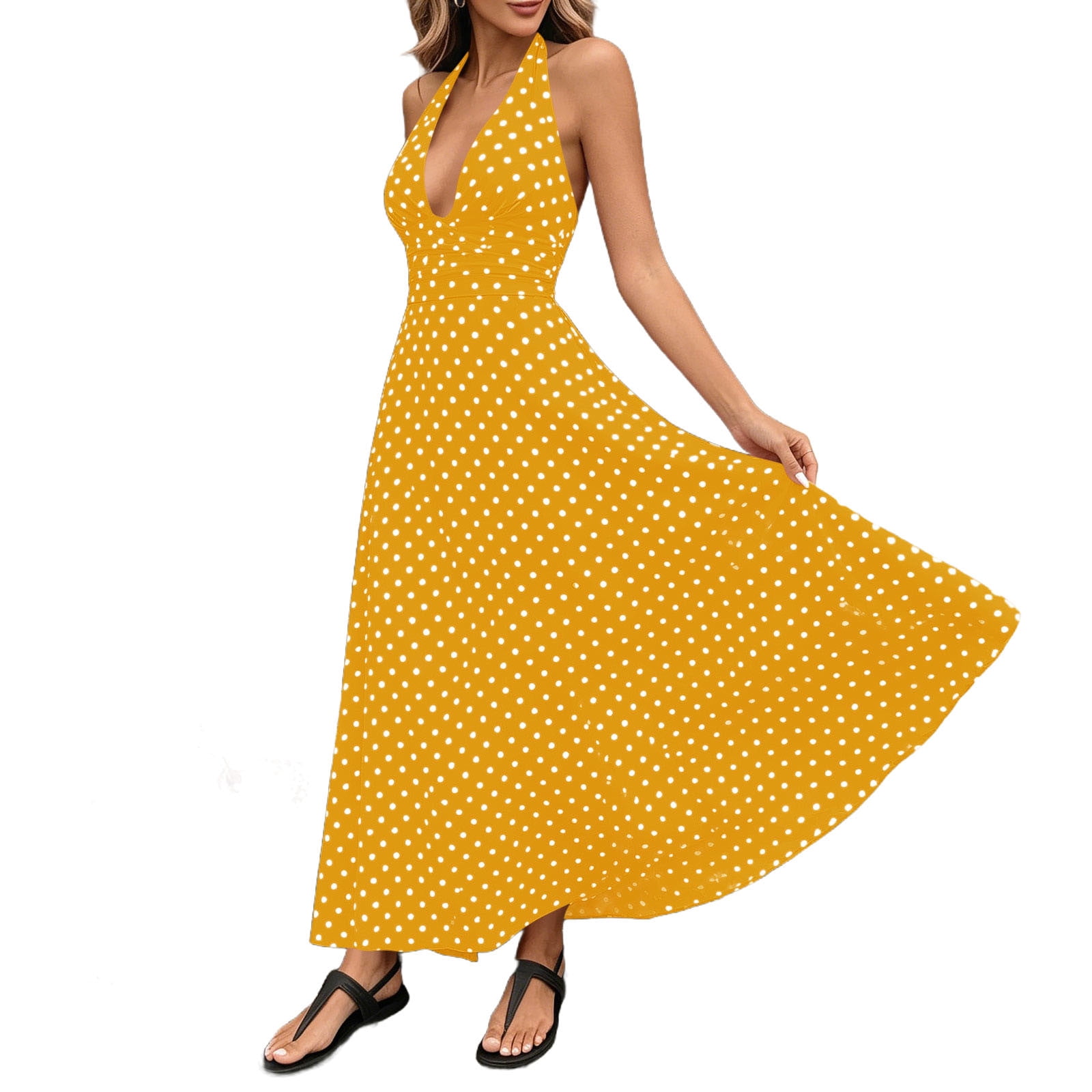 Fewfanhot Spring Dresses for Women 2026 Polka Dot Spring Summer Halter ...