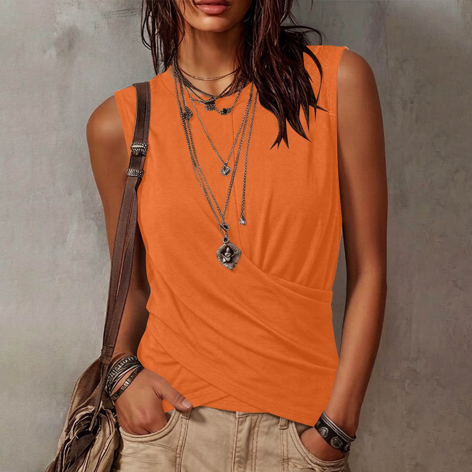 Fewfanhot Spring Tops for Women 2026 Trendy Draped Neck Tops Cap Sleeve ...