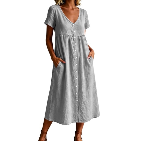 Fewfanhot Summer Dresses for Women 2026 Button Down Shirt Dresses Aline ...