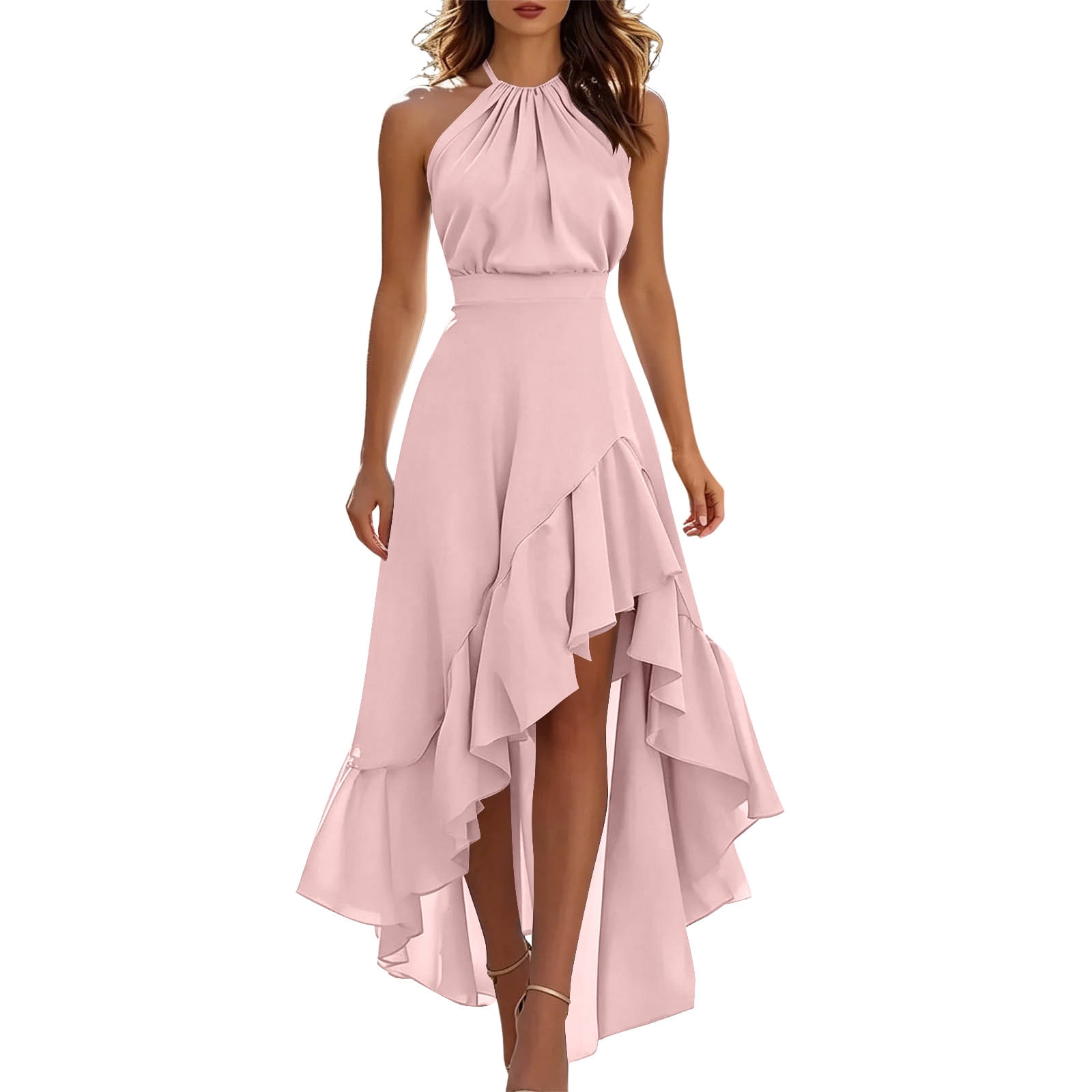 Fewfanhot Summer Dresses for Women 2026 Elegant Halter Neck High Split ...