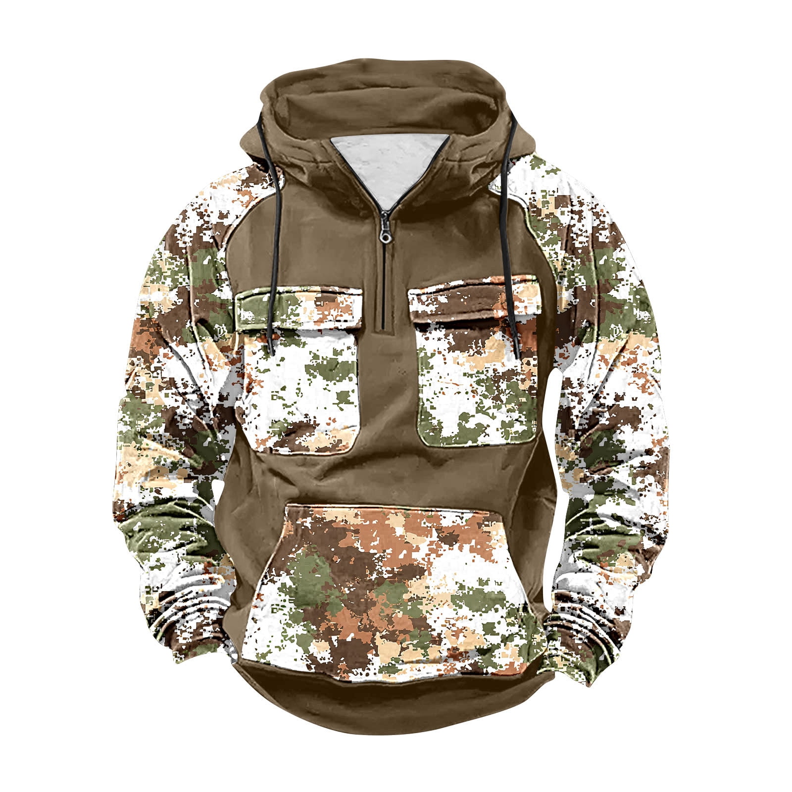 Fewfanhot Sweatshirts for Men Fashion Hoodies Half Zipper Pullover ...