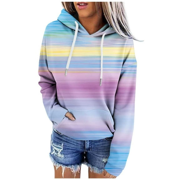 Fewfanhot Sweatshirts for Women Stripe Oversized Sweatshirt Plus Size Loose Fit Cute Hoodie ...