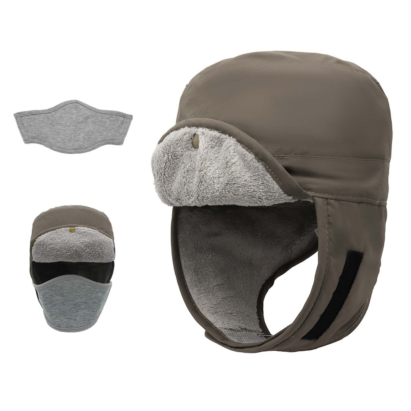 Fewfanhot Unisex Winter Windproof Trapper Hat - Thick Fleece Lined Ear ...