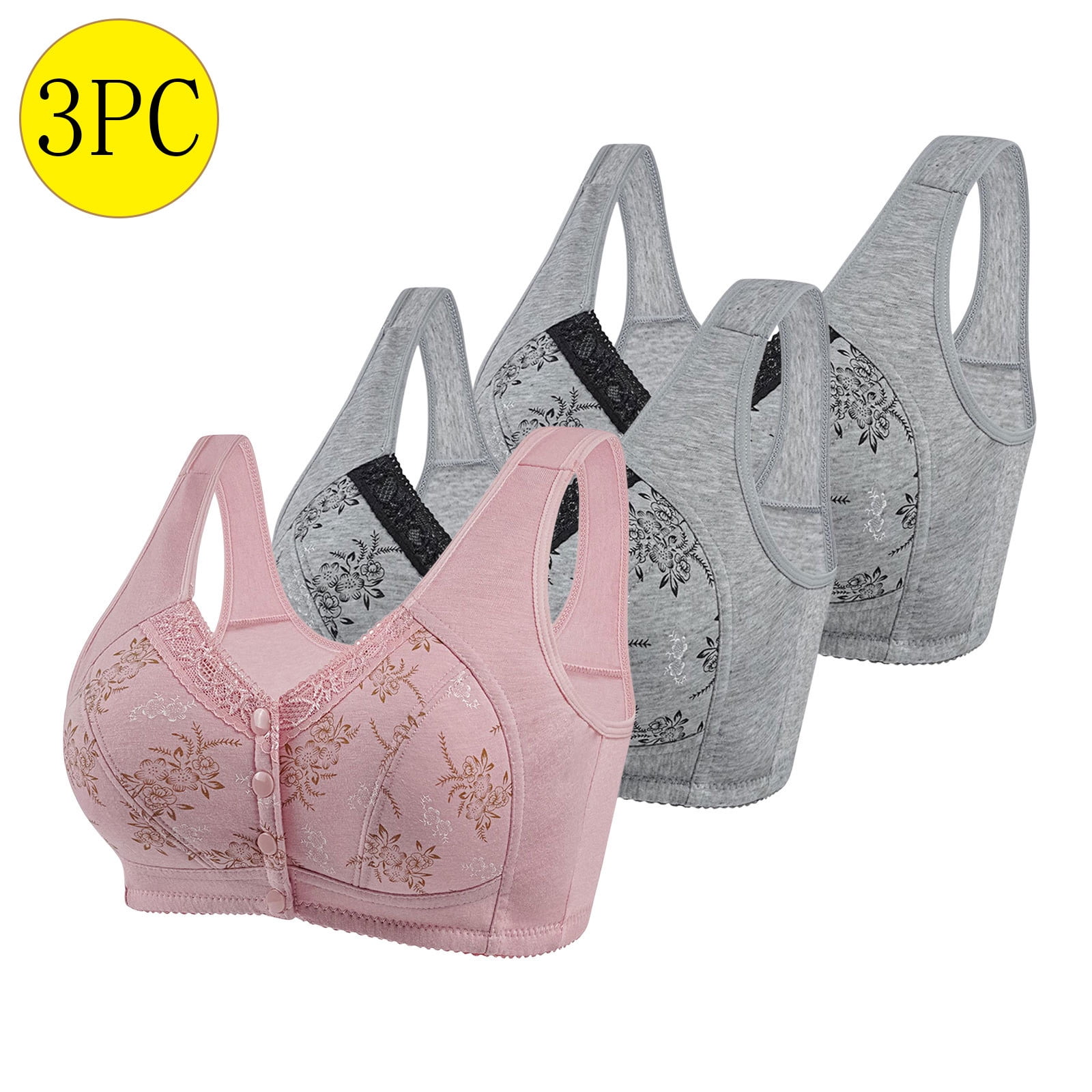 Fewfanhot Wireless Front Closure Push Up Bras No Underwire Adjustable ...