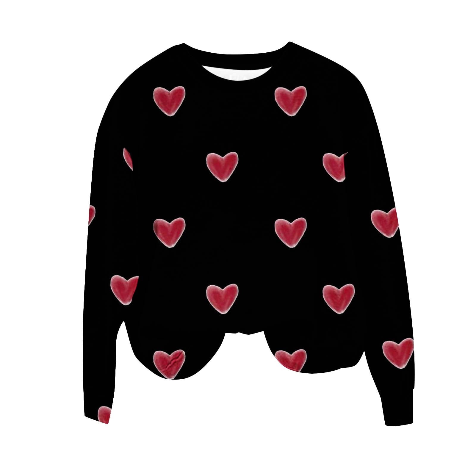 Fewfanhot Women Clothing Cute Love Shaped Sweatshirt Casual Crewneck ...