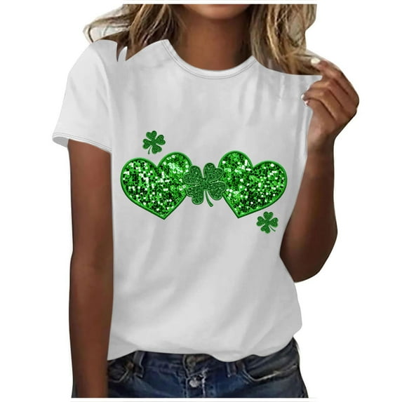 Fewfanhot Women Clothing St Patricks Day Shirts Clover Graphic Tee ...