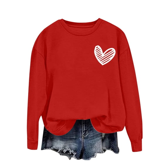 Fewfanhot Women Clothing Valentine Sweatshirt - Women's Cute Love Heart ...