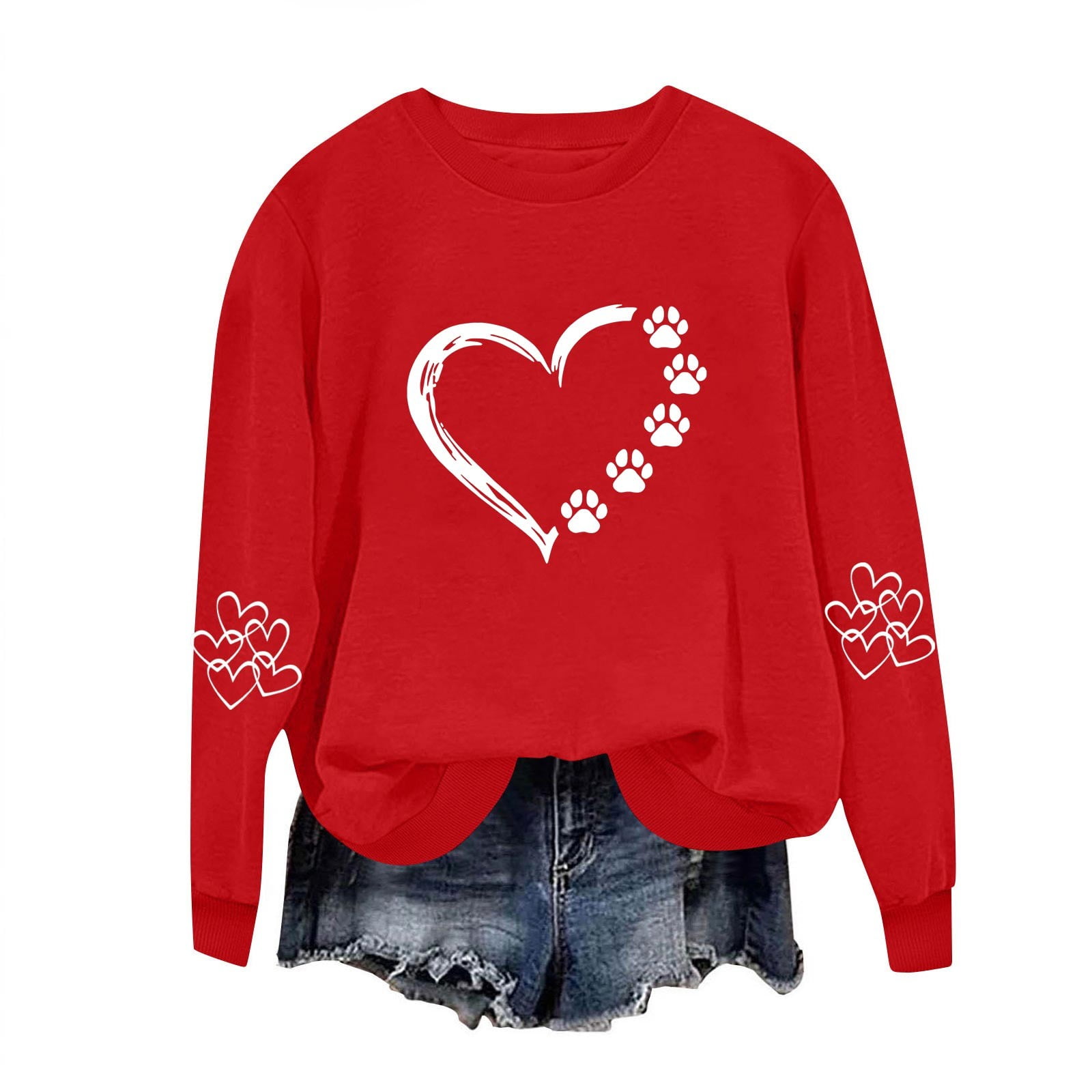 Fewfanhot Women Clothing Valentine's Day Love Heart Graphics Long ...