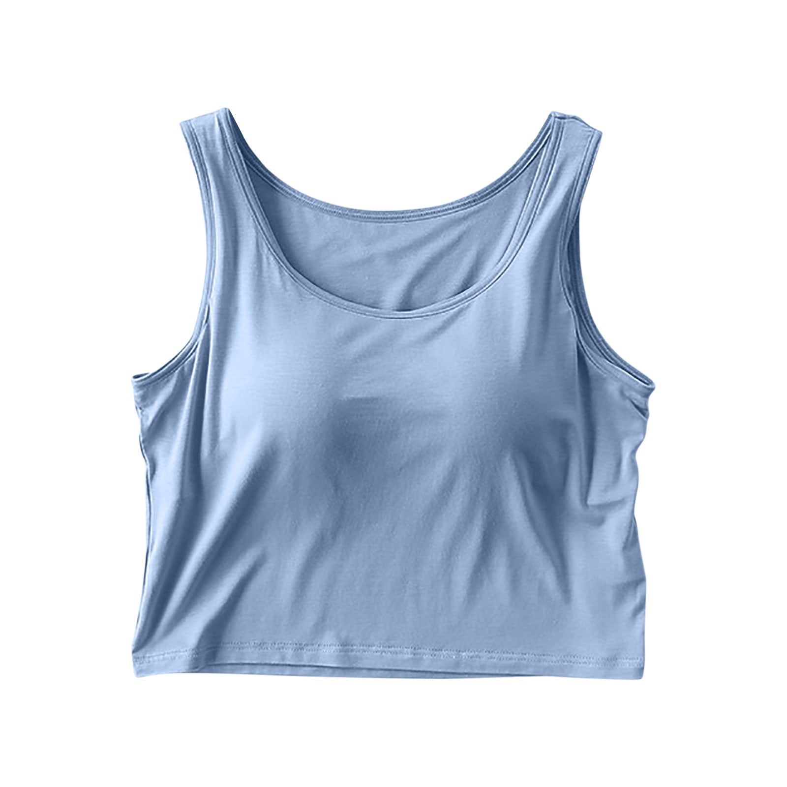 Fewfanhot Women Cropped Cami Tank Top with Built-in Chest Pad Wireless ...