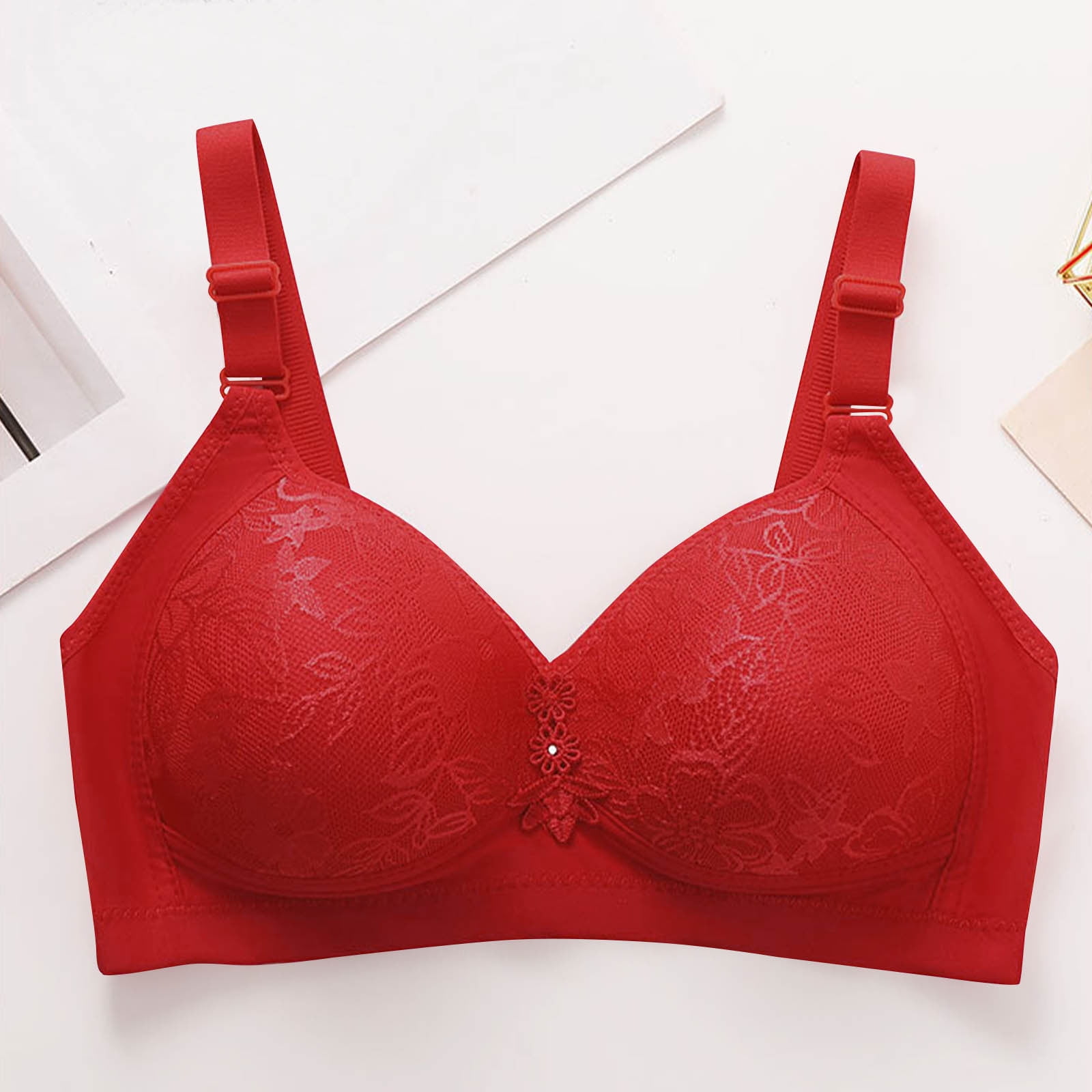 Fewfanhot Women No Underwire Breathable Bra Ultra-Soft Nylon Plus Size 36B-46B Everyday Comfort ...