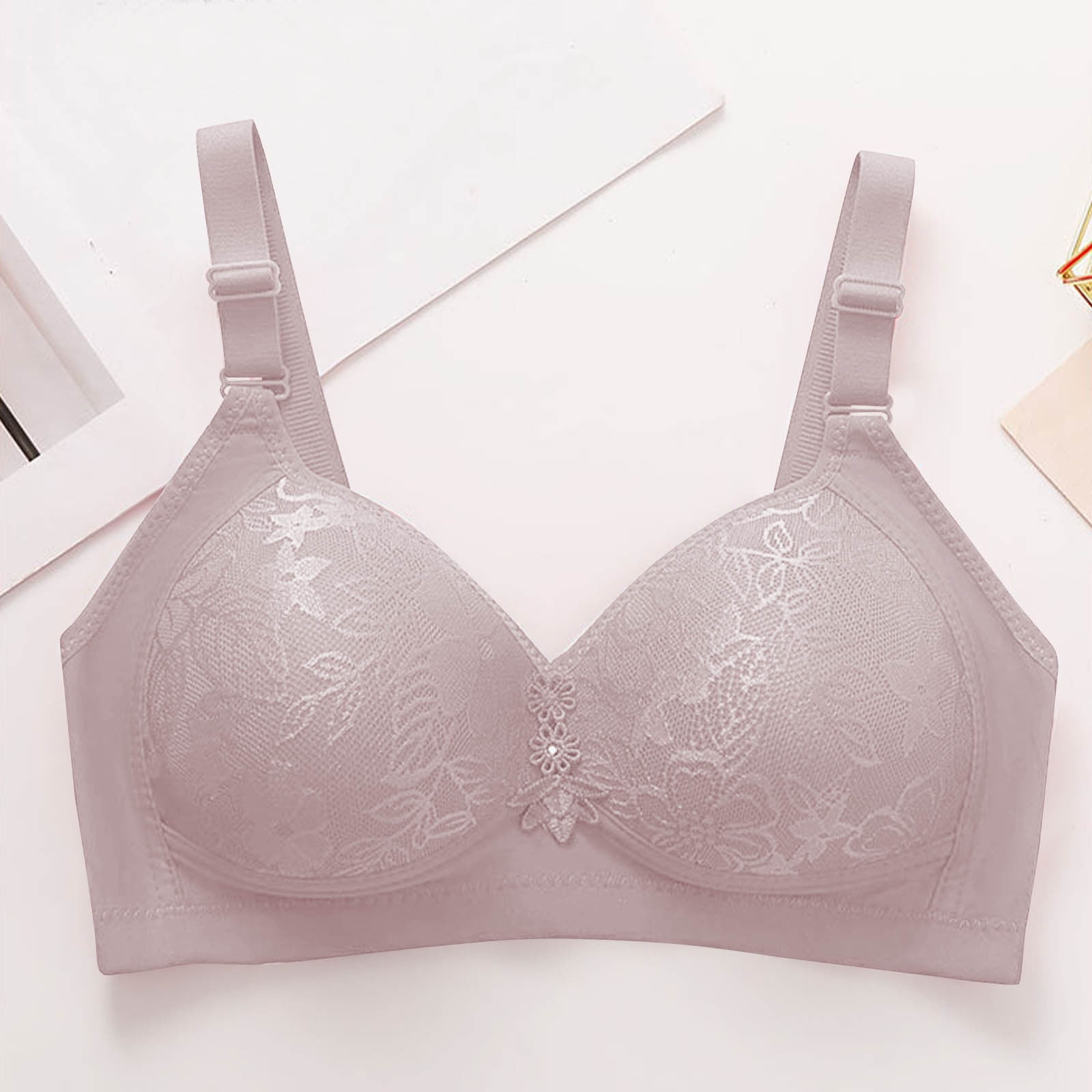 Fewfanhot Women No Underwire Breathable Bra Ultra-Soft Nylon Plus Size ...
