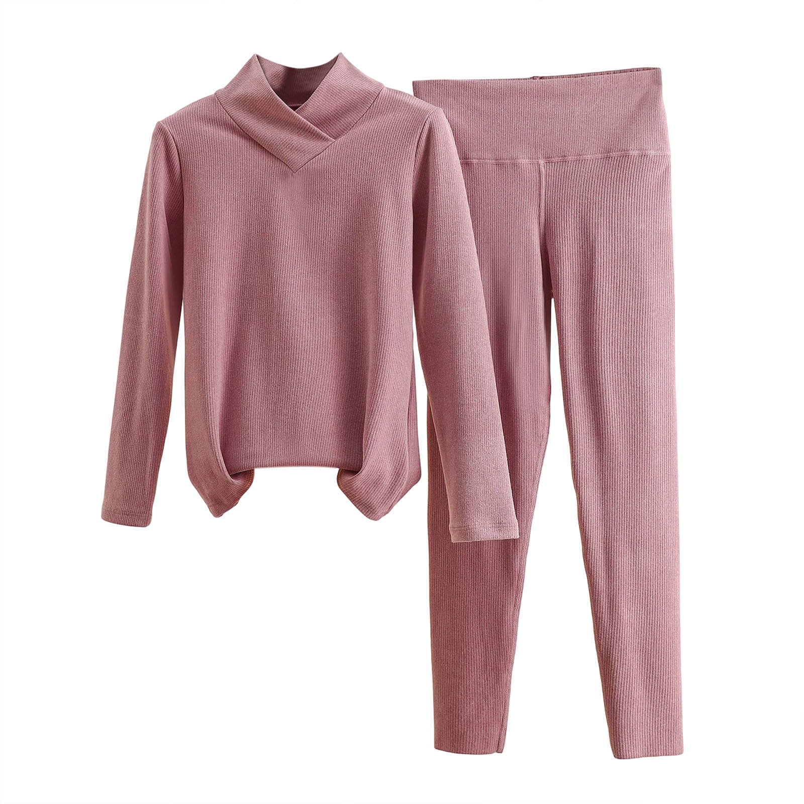 Fewfanhot Women Pajama Sets 2 Piece Outfits Turtleneck Sweaters Lounge ...