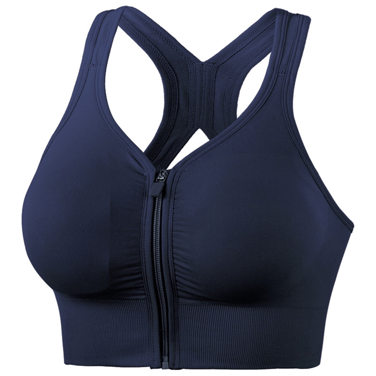 Fewfanhot Women'S Zip Front Sports Bra Wireless Post-Surgery Bra ...