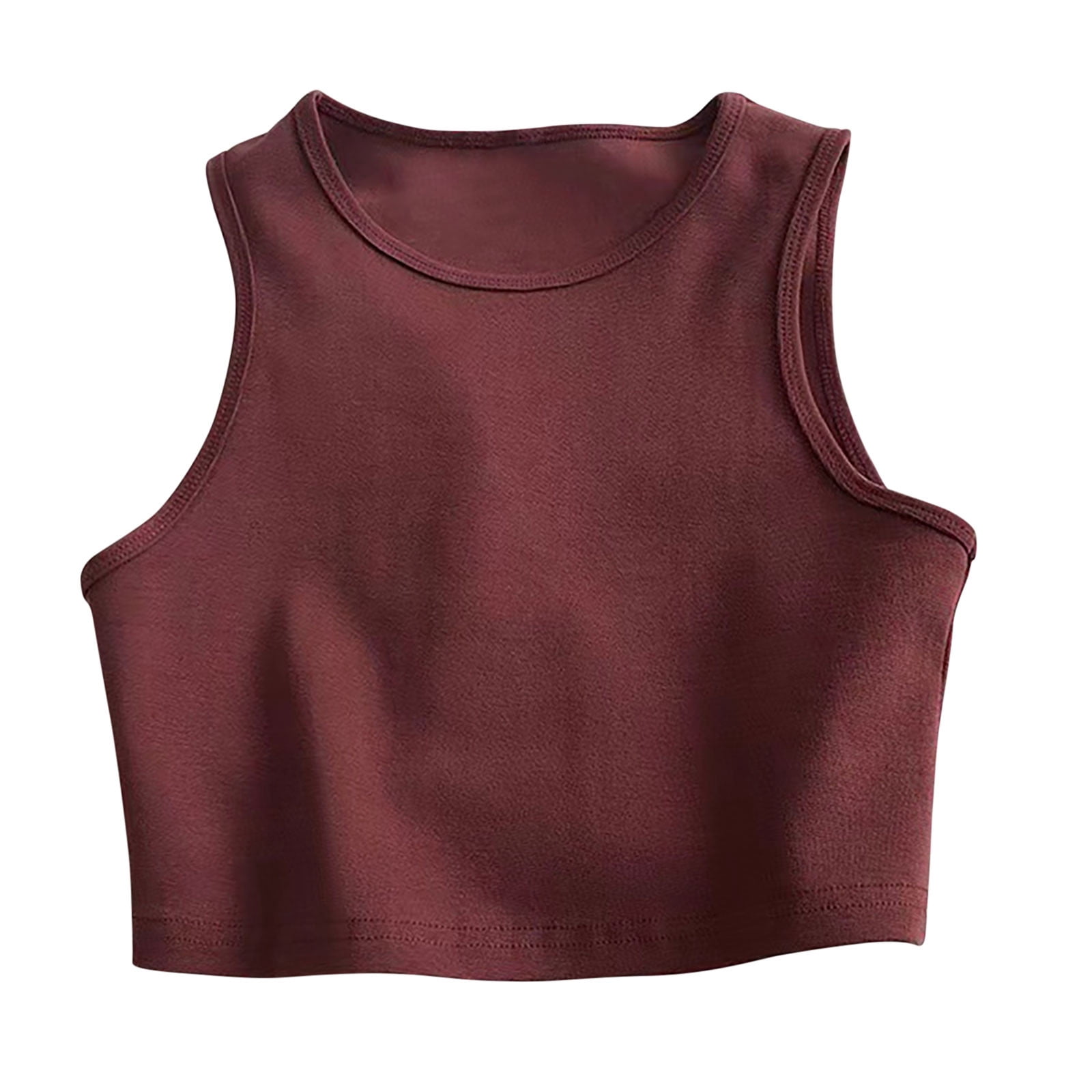 Fewfanhot Women's Basic Crew Neck Cropped Tank Top, Sleeveless Casual ...