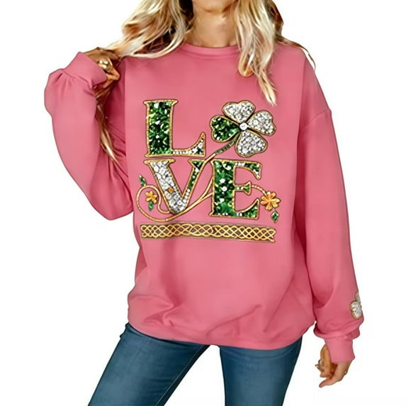 Fewfanhot Women's Clothing St Patricks Day Sweatshirt Women Long Sleeve ...