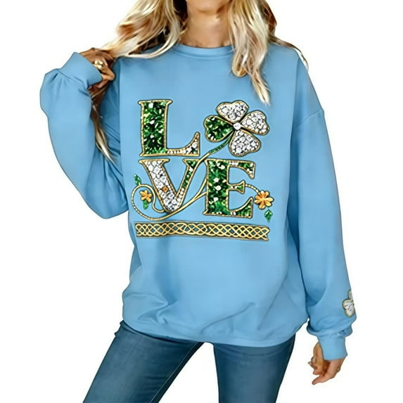 Fewfanhot Women's Clothing St Patricks Day Sweatshirt Women Long Sleeve ...