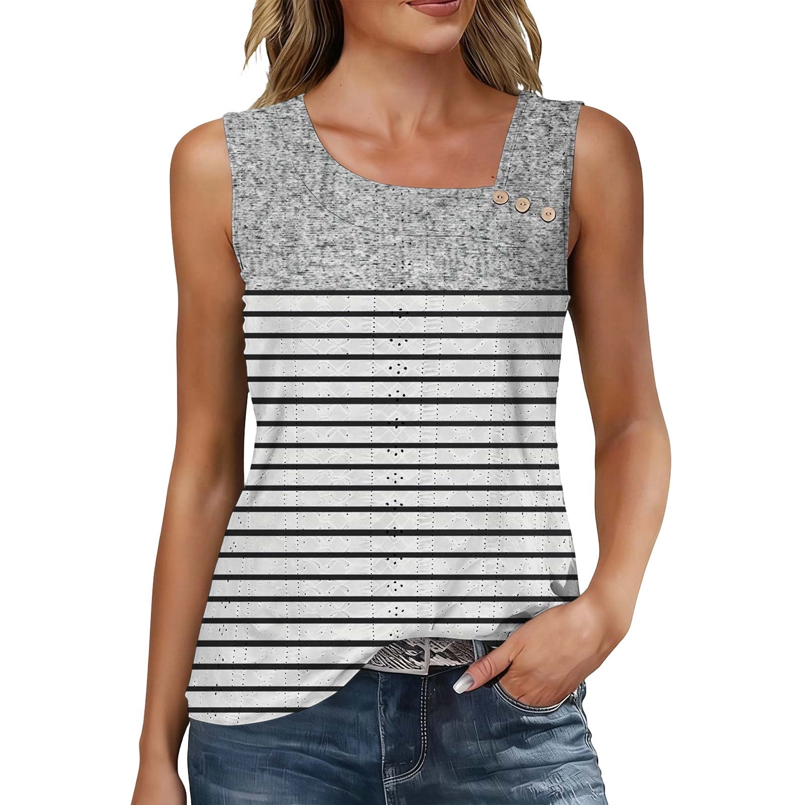 Fewfanhot Women's Clothing Summer Loose Fit Crew Neck Boho Tunic ...