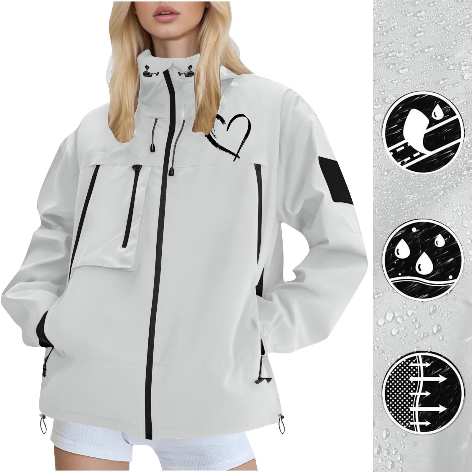 Fewfanhot Women's Clothing Waterproof Long Hooded Trench Coats Lined ...
