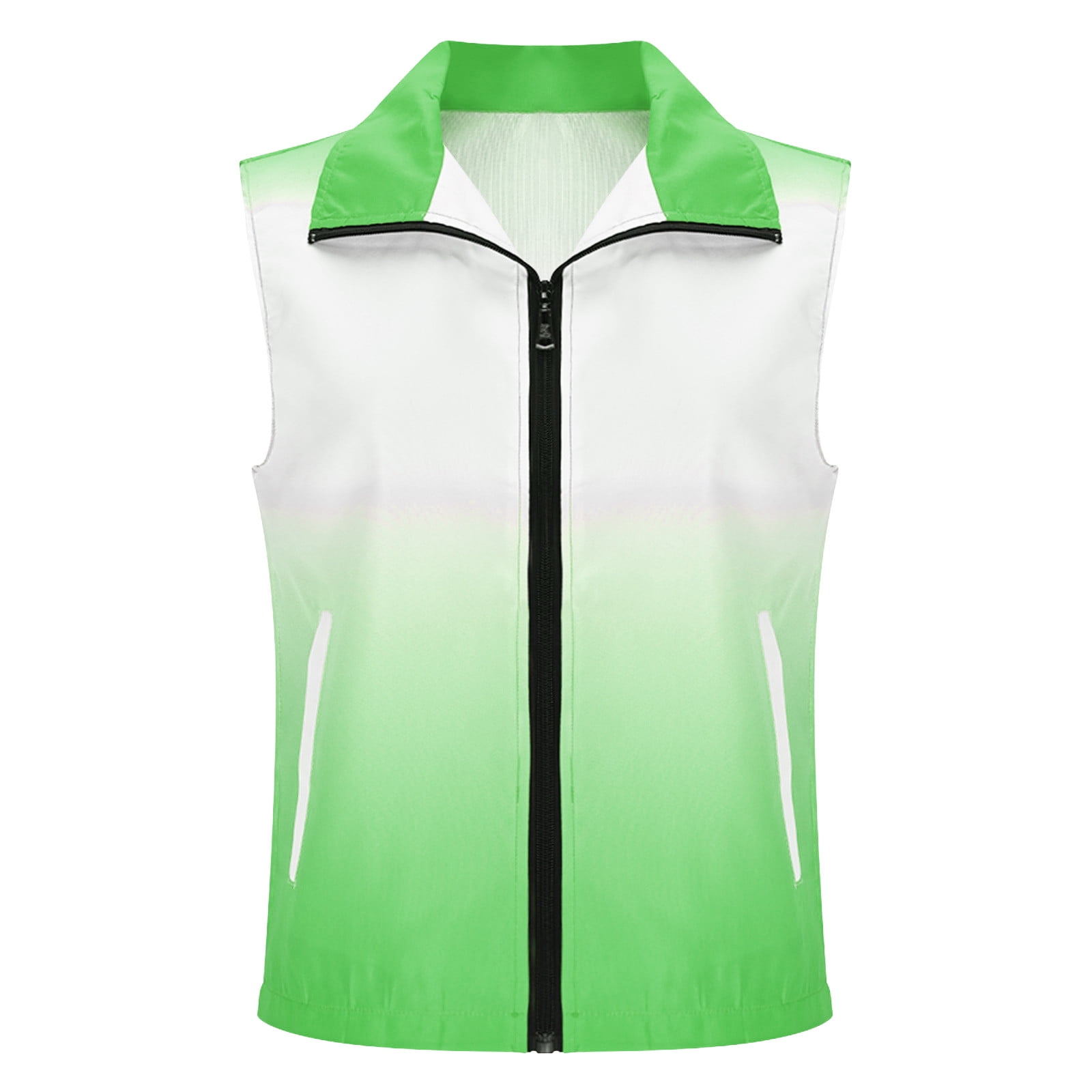 Fewfanhot Women's Color Block Zip Front Sleeveless Tank Top, Gradient ...