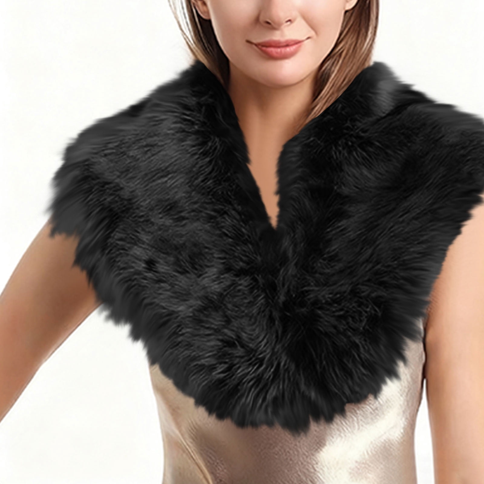Fewfanhot Women's Faux-Fur Bridal Shawl Wrap with Elegant Design for ...