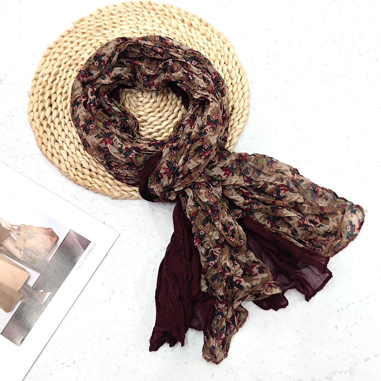 Fewfanhot Women's Floral Silk Shawls Scarf Versatile Fashion Accessory ...
