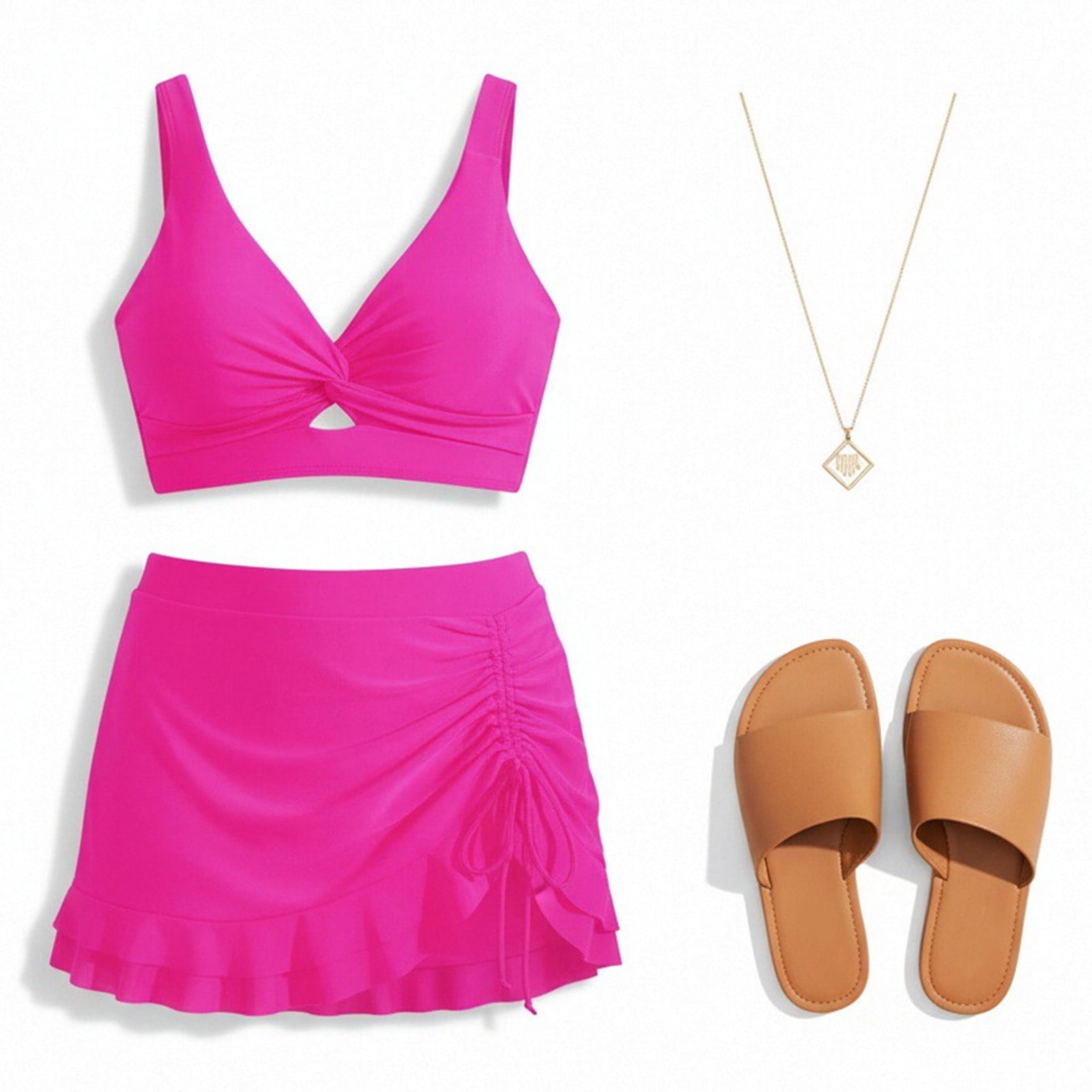 Fewfanhot Women's High-Waisted V-Neck Bikini Set - Drawstring ...