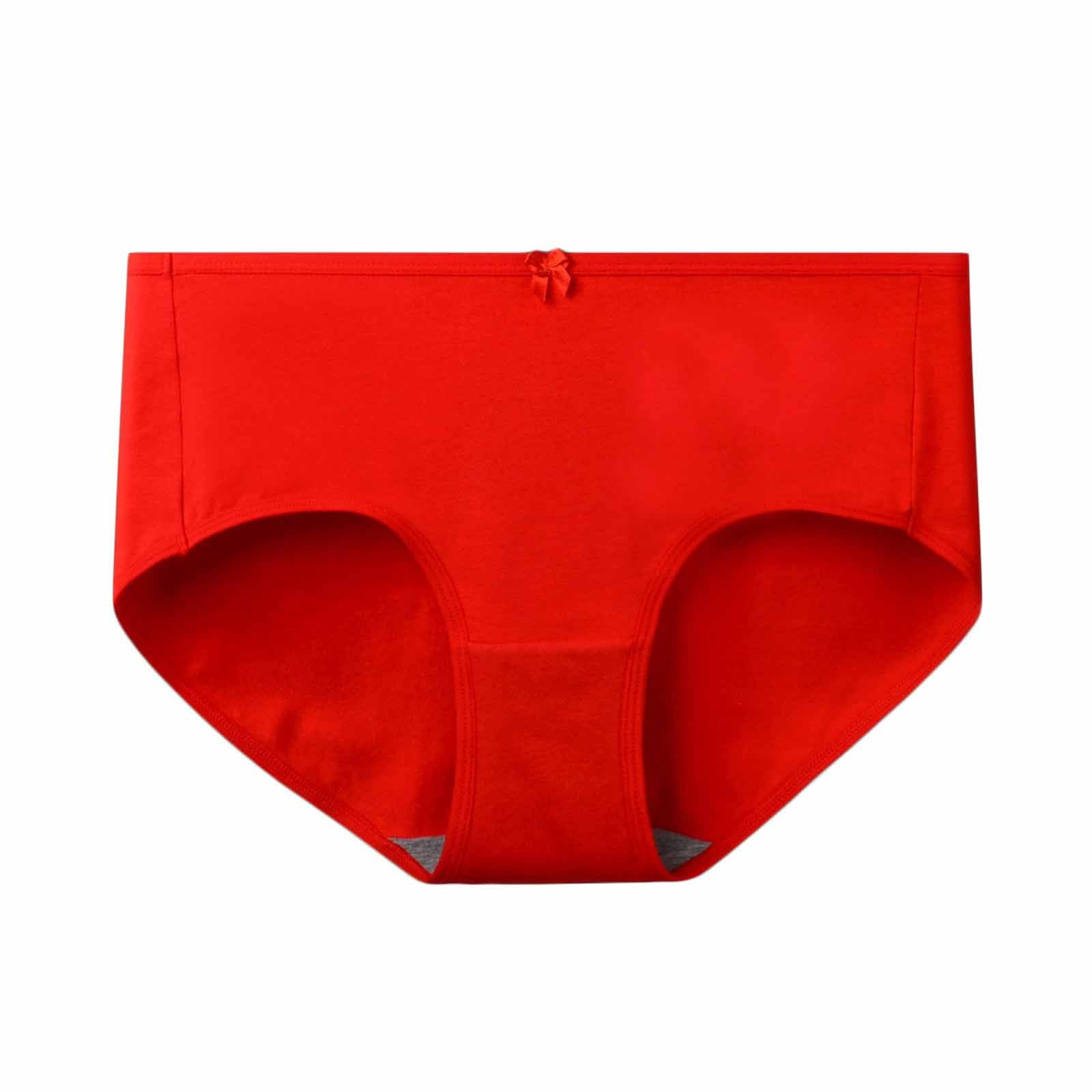 Fewfanhot Women's Lucky Red Mid-Waisted Seamless Stretch Cotton Tri-Cut ...