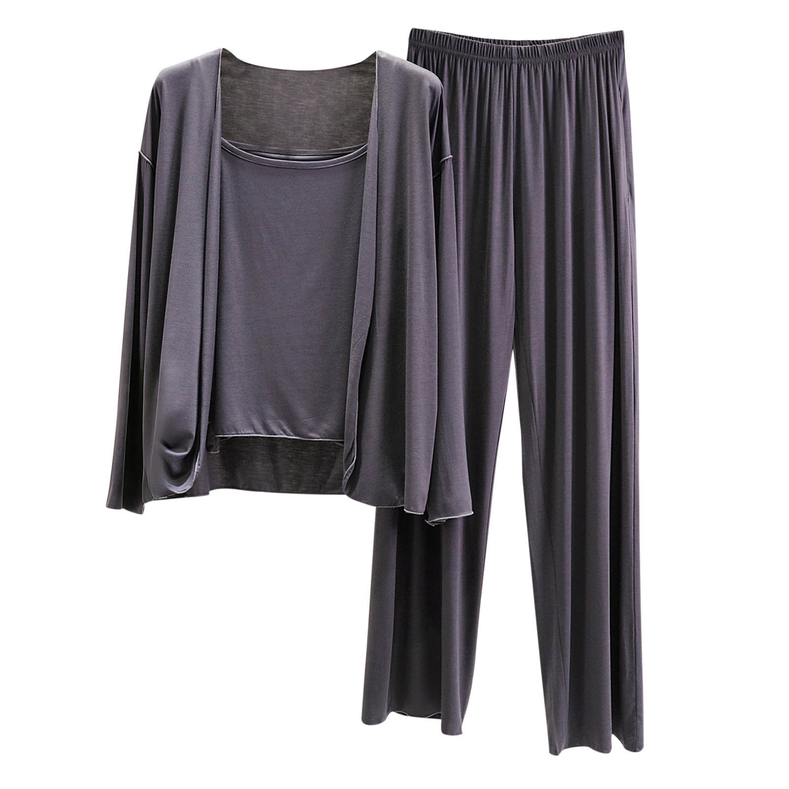 Fewfanhot Women's Modal Pajama Set Short Sleeve Cropped Top Blouse and ...