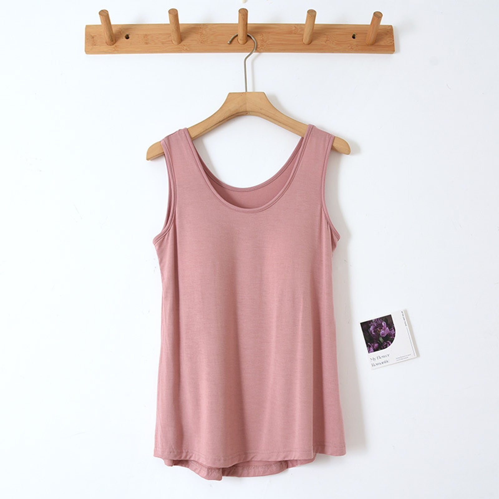 Fewfanhot Women's Modal Sleep Camisole - Built-in Bra with Padded Cups ...