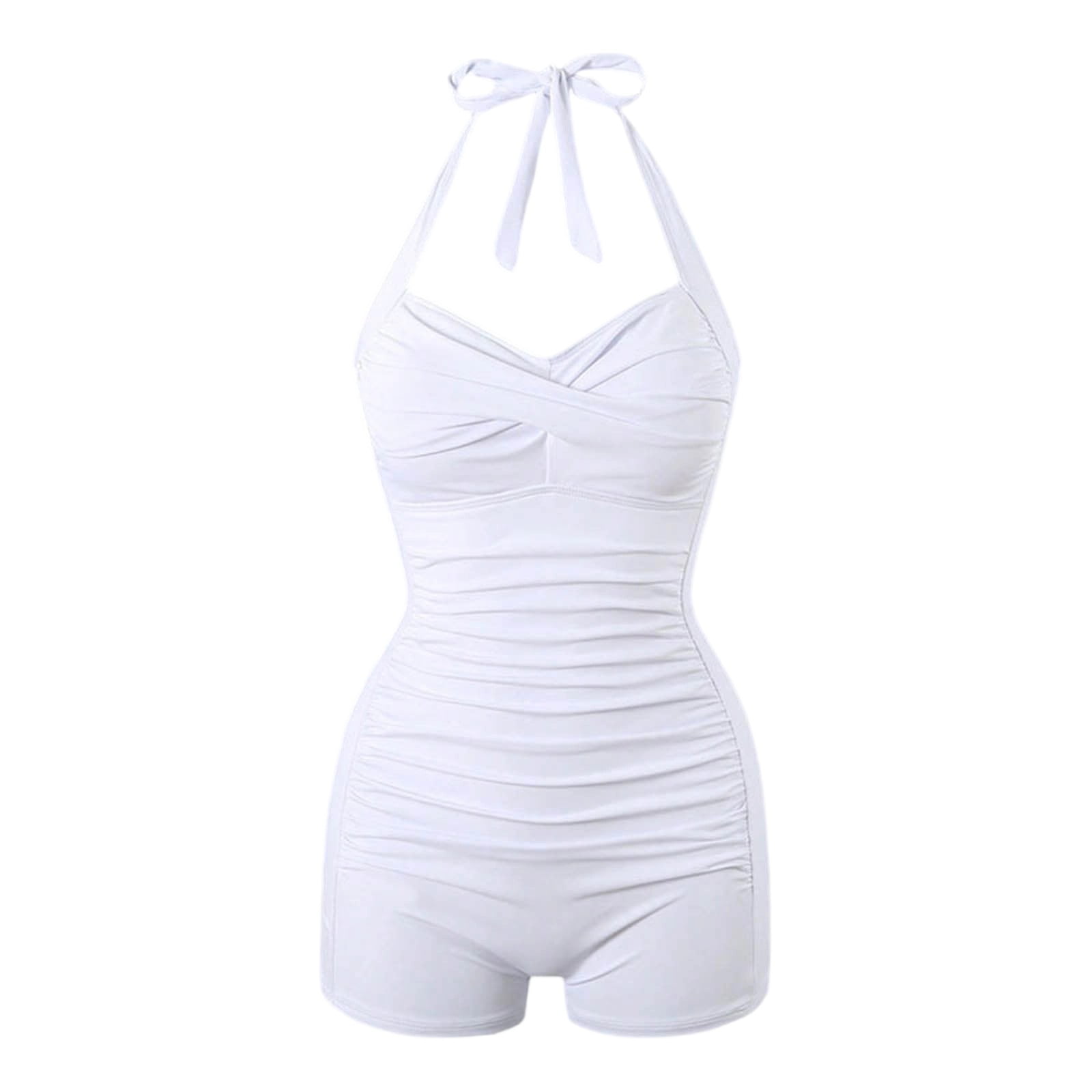 Fewfanhot Women's Modest High-Waist One-Piece Swimsuit - Tummy-Control ...