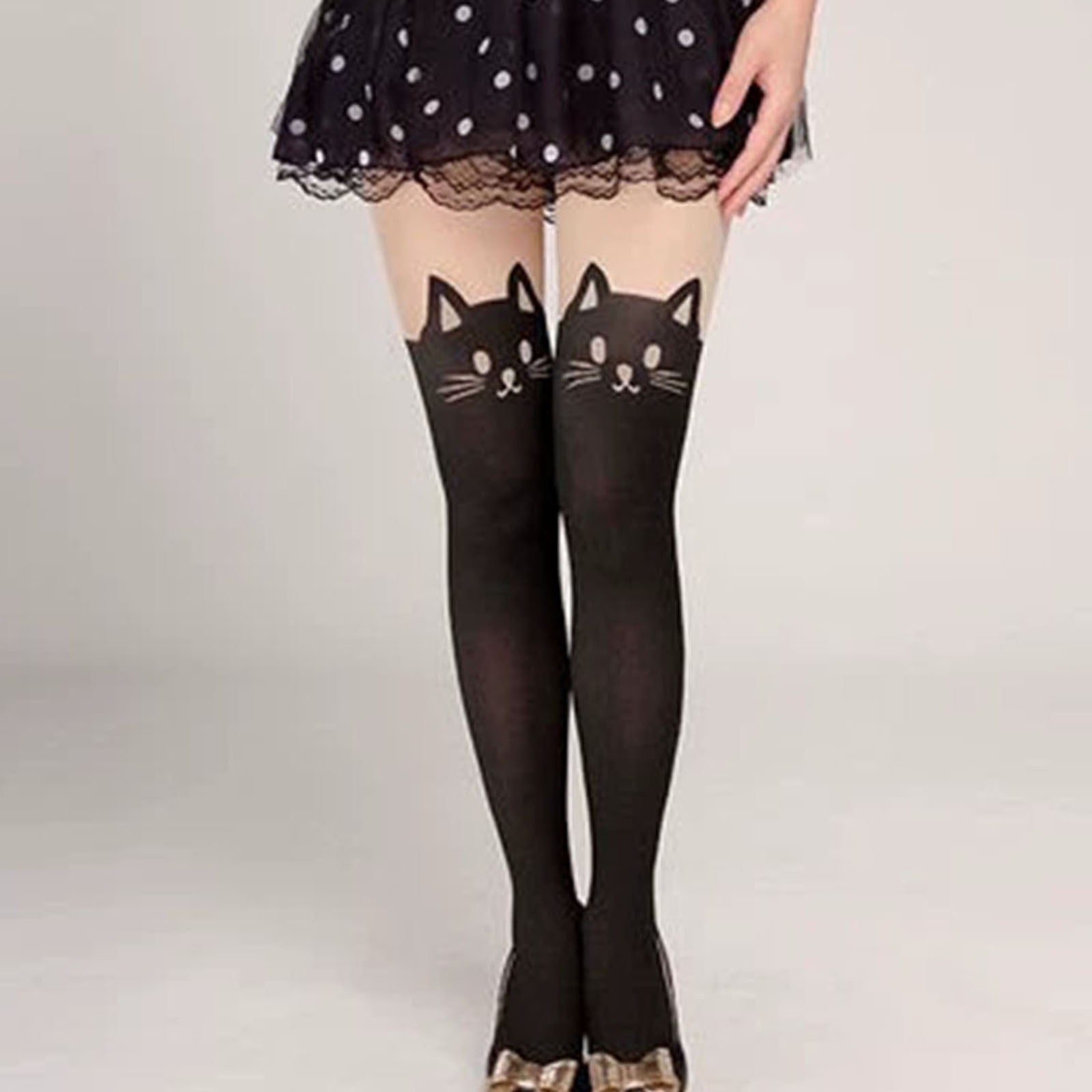 Fewfanhot Women's Over-Knee Faux Thigh High Stockings Tail Splicing ...