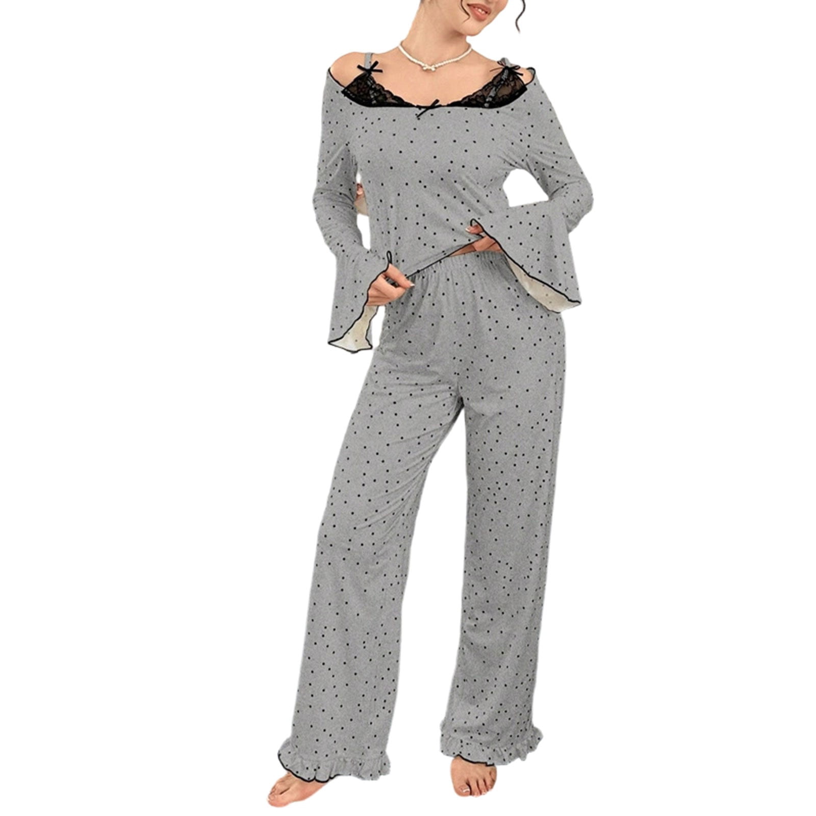 Fewfanhot Women's Pajama Sets Fall Pajama Sets Cute Graphic Pj Set ...