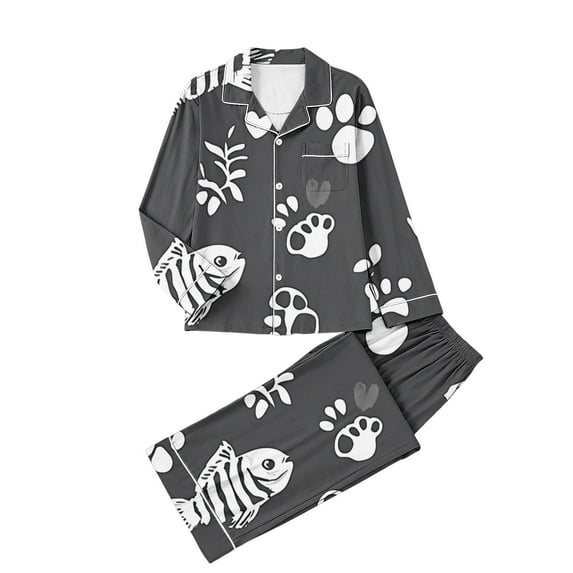 Fewfanhot Women's Pajama Sets Valentines Satin Heart Print Pajamas Set ...