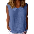 Fewfanhot Women's Plus Size Collar Sleeveless Tank Top, Cotton Blend ...