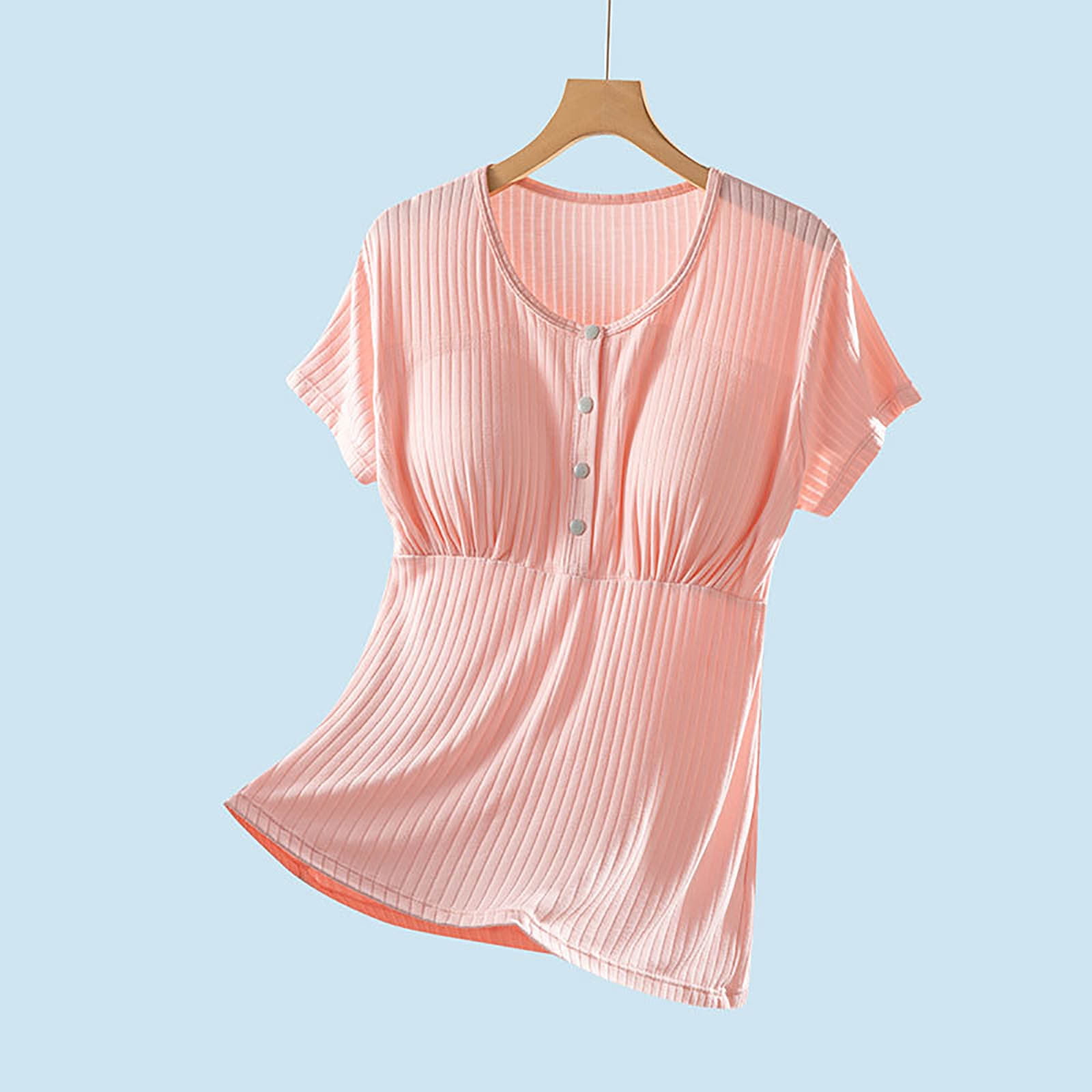 Fewfanhot Women's Plus Size Maternity Nursing Sleep Top - Short Sleeve ...